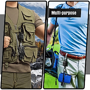 ELV Retractable ID Badge Holder, Retractable Keychain Badge Reel, Heavy Duty Metal Body, Strong Dyneema Cord, Carabiner and Key Chain, 30 inch Wire Extension, Hold Up to 15 Keys and Tools [1 Pack]