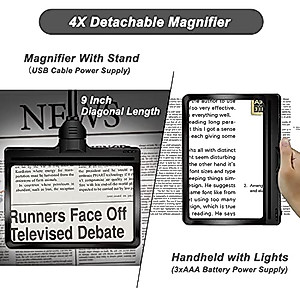 4X Magnifying Glass with Light and Stand, 36 LED Flexible Gooseneck Magnifying Desk Lamp, Ajustable Brightness Detachable Large Page Magnifier for Reading, Sewing, Crafts, Painting, DIY & Close Work