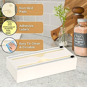 VSK Goods 2 in 1 Foil and Plastic Wrap Organizer with Cutter; Aluminum Foil Dispenser; Cling Wrap Dispenser with Cutter; Foil Organizer for Drawer; Kitchen Wrap Organizer; Plastic Wrap Organizer
