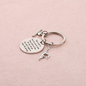 FUSTMW Gymnast Gift Gymnastics Keychain Inspirational Gifts Gymnast Jewelry Gymnastics Class Gift Birthday Jewelry for Teens (silver)