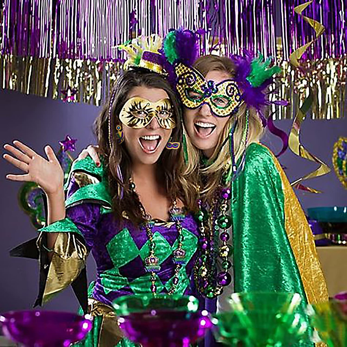 Mardi Gras Beaded Earrings Dangling Festival Boho Mask Llama Seed Bead Dangle Earrings Statement Fun Alpaca Drop Earrings for Women Carnival Parade Party Jewelry