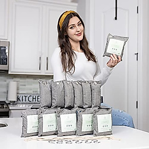 Adhara Sky 12 Pack Bamboo Charcoal Air Purifying Bag, Activated charcoal Bags Odor Absorber, Odor Eliminator for Home, Car, Office, Closet & House Deodorizer (6X200g,2X100g,4X50g,6 Hooks & Strings)