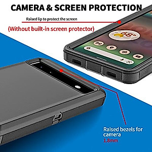 Anloes Case for Google Pixel 6a 5G, Pixel 6a Phone Case Heavy Duty Shockproof Dustproof Rugged Defender Protective, 3 in 1 Bumper Cover for Google 6a Black(Without Screen Protector)