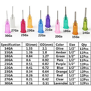 Brostown 120Pcs 1/2" Industrial Liquid Dispenser Needle Adhesive Glue Dispensing Blunt Tip Luer Lock