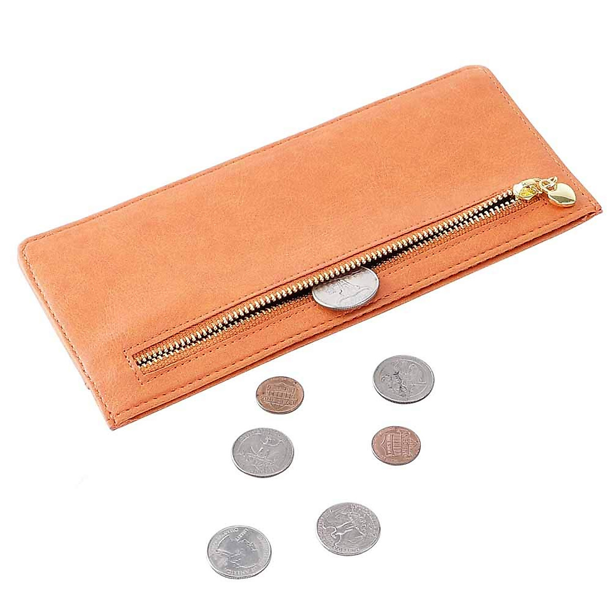 XEYOU Women's Credit Card Wallet Slim Long Zipper Pocket Purse for Coin, Receipt Multi-function Card Wallet for Ladies