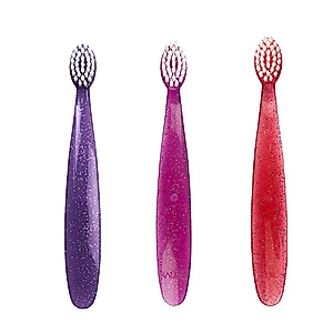 RADIUS Totz Toothbrush Extra Soft Brush BPA Free & ADA Accepted Designed for Delicate Teeth & Gums for Children 18 Months & Up - Purple Pink Coral - Pack of 3