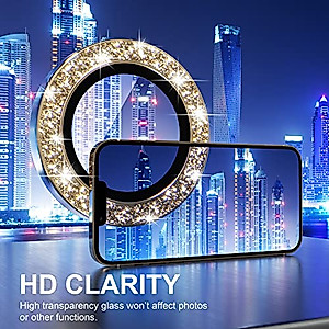 Choiche [3+1] for iPhone 13 Pro/iPhone 13 Pro Max Camera Lens Protector Bling, 9H Tempered Glass Camera Cover Screen Protector Metal Ring Decoration Accessories (Glitter-Gold)