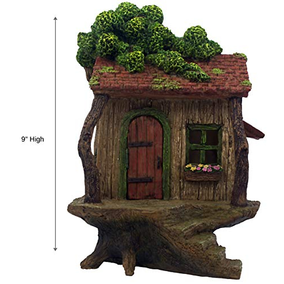 PRETMANNS Fairy Garden Fairy Houses – Fairy Garden Houses for Outdoor - Large Fairy Tree House with a Door That Opens – 9” High - Fairy Garden Supplies for Miniature Garden Accessories
