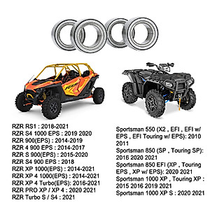 Front and Rear Wheel Hub Bearings Compatible with Polaris RZR 900 1000 4 S XP XC Turbo All Models，Replace # 3514699，3514627，3514822，3514924，3515090.（4 PCS)
