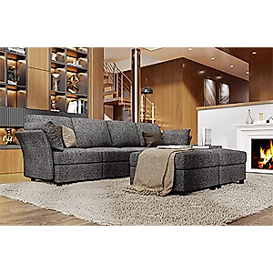 VanAcc Sectional Couch 6 Seats, Modular Sectional Sofa U Shaped sectional with Ottomans, Reversible Sofa Couch for Living Room, Grey Chenille