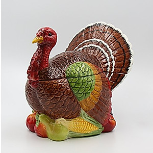 Cosmos Gifts Turkey Design Ceramic Cookie Jar, 10-3/8-Inch