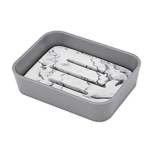 KRALIX Four Piece Bathroom Vanity Accessory Set - Includes Toothbrush Holder, Lotion Dispenser, Soap Dish and Tumbler - Grey