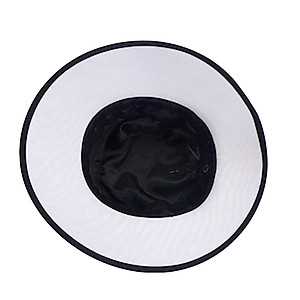 June's Young Women Church Hats Formal Dress Derby Hats with Feather Elegant Bucket Hats (Black/white)