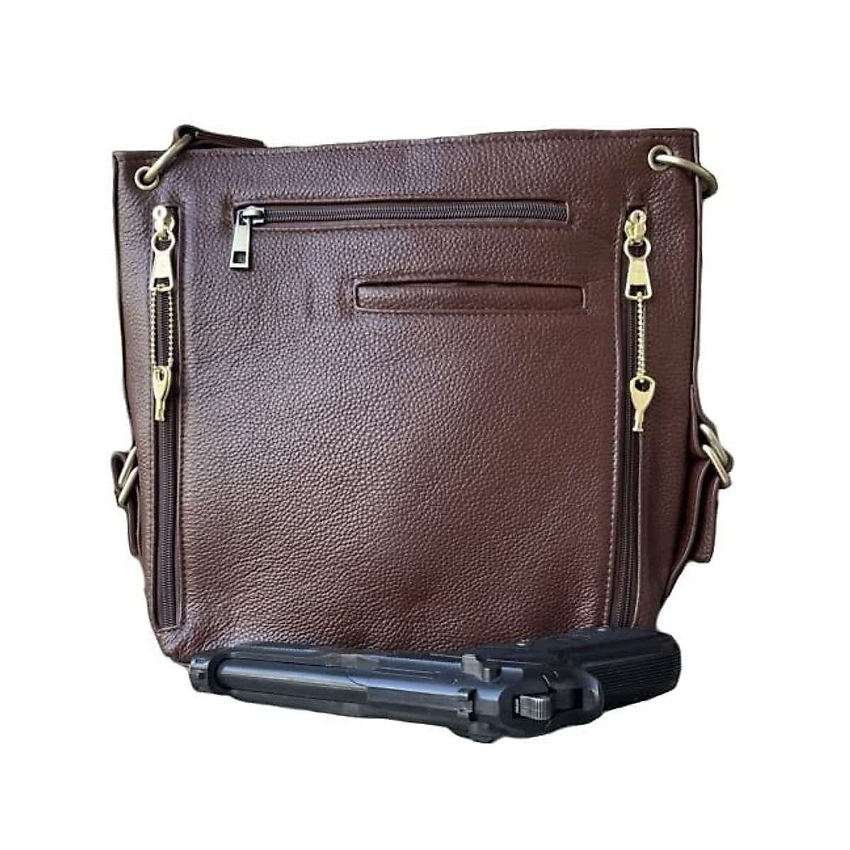 CCWBAGS Genuine Leather Satchel/Cross Body Concealed Carry Purse, Brown