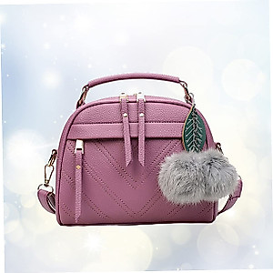 SHERCHPRY Leather Sling Bag Trendy Tote Bag Cross Purple Girls Plush with Women Pu Bag Toy Handbag Leather Fashion Doll for Body Birthday Pendant Shoulder Fuzzy Crossbody Bag Crossbody Sling Bag