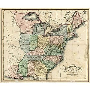 1818 Map| United States of America| United States Map Size: 20 inches x 24 inches |Fit