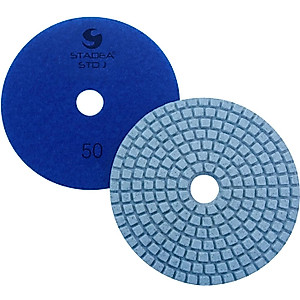 QuickT SPW702A Concrete Countertop Wet Polisher Variable Speed Grinder Sander Granite Stone Polisher Polishing Fabrication Tools Kit - 4" Diamond Polishing Pads for Concrete Granite Marble Tile Polish