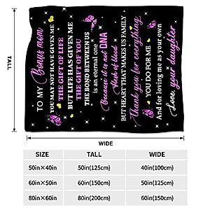 COTIMO Gifts for Bonus Mom Blanket for Mom Gifts Mother Blankets Throws from Daughter and Son or Family for Mothers Day Birthday Family 50"x 60"
