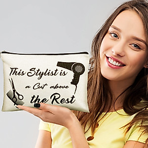 4 Pieces Hairdresser Gift Cosmetology Graduation Gift Hairdresser Cosmetic Bag Hair Stylist Makeup Bag Funny Hair Dresser Gift Travel Case Inspirational Hair Stylist Gift for Women