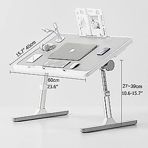 Adjustable Laptop Desk Tray for Bed, Foldable Lap Desks Bed Tables, with USB Charge Port Storage Drawer, Computer Lap Table for Eating Writing Painting Gaming