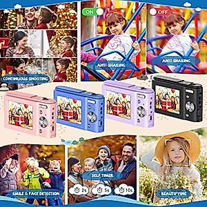 Digital Camera, COZPUZHAT Mini Kids Camera FHD 1080P 36.0 MP 16X Digital Zoom LCD Screen with 32GB SD Card 2 Batteries & Charger Compact Portable Camera for Kids Students Teens Adult