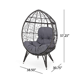 GDFStudio Valerie Outdoor Wicker Swing Chair with Cushion, Gray and Dark Gray