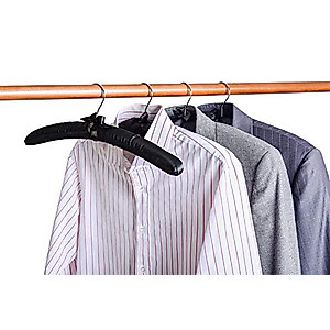 Amber Home 17 Inch Large Black Satin Padded Hangers for Women Clothing 5 Pack, Anti Slip Cushioned Hangers for Sweaters, Silk Hangers Fancy Dress Hangers for Wedding, Delicate Cashmere (Black, 5 Pack)