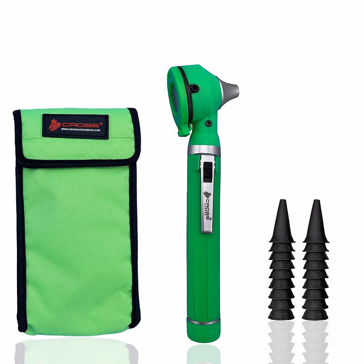 Cross Canada 11-084 Physician Fiber Optic LED Pocket Otoscope Diagnostic Set - Green