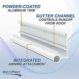 RecPro RV Awning Trim with Gutter | 92" Length | Aluminum | Made in USA (5 Trim Pieces, White)