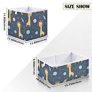 Cute Animals Giraffe Cube Storage Bin Collapsible Storage Bins Waterproof Toy Basket for Cube Organizer Bins for Kids Nursery Book Bathroom Closet Girls Boys - 11.02x11.02x11.02 IN