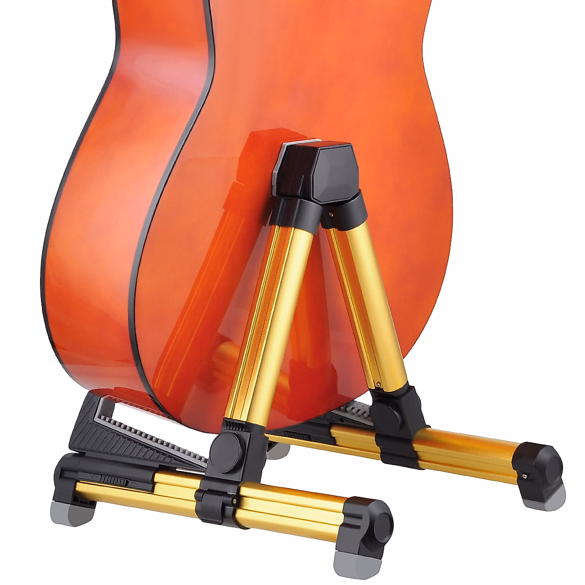 EASTROCK Folding Guitar Stand,Portable Tripod A Frame Aluminium Music Stand for Acoustic Electric Guitars, Bass, Violin, Ukulele, Banjo ( Black)