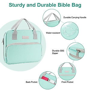 Bible Cover for Women, Losong Large Bible Carrying Book Case with Durable Handle & Multi-Pockets Organizer Church Tote for Girls Catholic Christian Gifts, Fits for Study Bible Protective Bag Leopard