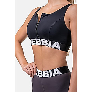 NEBBIA Smart Zip Front Sports Bra 578 Black