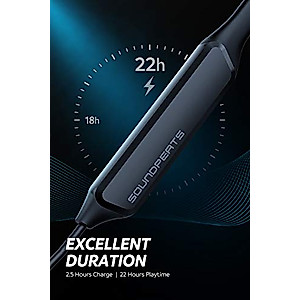 SoundPEATS Force Pro Dual Dynamic Drivers Bluetooth Headphones, Neckband Wireless Earbuds with Crossover, APTX HD Audio Built in Mic 22 Hours Playtime, Bluetooth 5.0 Headset Sports Earphones