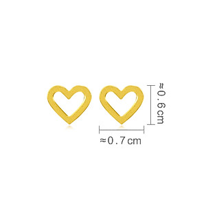 CHOW SANG SANG 999.9 24K Solid Gold Price-by-Weight 1.49g Gold Cute Lovely Heart Earrings for Women 68740E