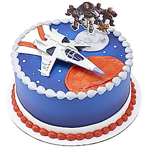 DECOPAC DecoSet Disney and Pixar Lightyear Let's Do This! Cake Topper With Working Lights, Rocket, Buzz, and Friends, 2 Piece Cake Decoration