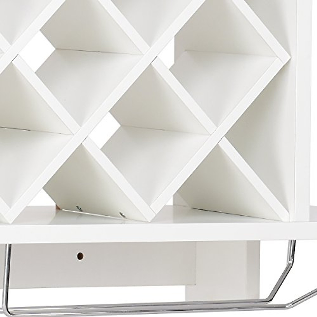 Giantex Wall Mounted Wine Rack Organizer W/Metal Glass Holder & Multifunctional Storage Shelf Modern Diamond-Shaped Wood Wine Server for 6 Bottles Wine Storage Display Rack (White)