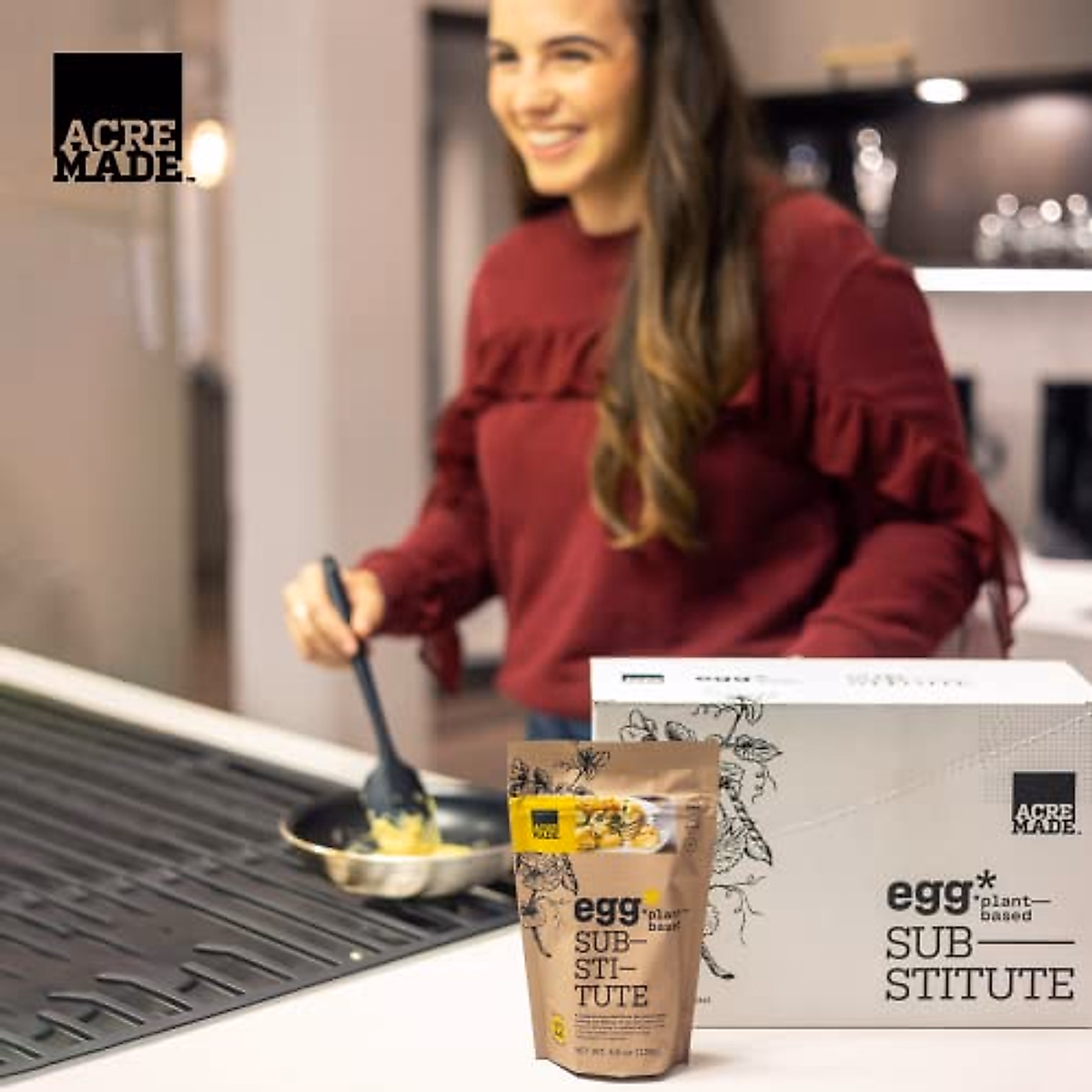 AcreMade Plant-Based Egg Substitute, Vegan Egg Powder, 1 Dozen Eggs, Gluten Free, Shelf Stable, Soy-Free, Natural Egg Replacement, 5 Grams of Pea Protein Per Serving, Cholesterol Free