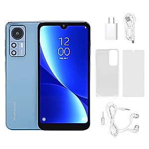 Airshi 4GB RAM 32GB ROM Cell Phone, 12s Pro Smartphone Double Card Slot 5G WiFi 1200x1960 Resolution for Home (Blue)