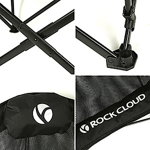 ROCK CLOUD Folding Camping Chair Oversized Padded Moon Round Saucer Chairs Outdoor for Camp Lawn Hiking Fishing Sports, Black