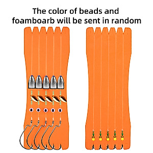 Rikimaru Fishing Ready Texas Rigging Fluorocarbon Fishing Line with Worm Hooks Kits Rolling Swivel Carolina Rig for Bass Perch (Sequins+T-Tail-1pack, 15LB-1/0#(Hook))