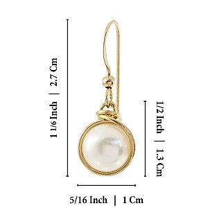 14k Gold Filled Hand Wrapped 8mm Cultured Pearl Earrings Bridal & Weddings Jewelry or Bridesmaids Gifts