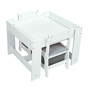 kinbor Kids Table and Chair Set - 3 in 1 Activity Table for Toddlers 2-7, Toddler Table and Chair Set with Removable Tabletop, Storage Space for Toddlers Arts, Crafts, Drawing, Reading, Playroom
