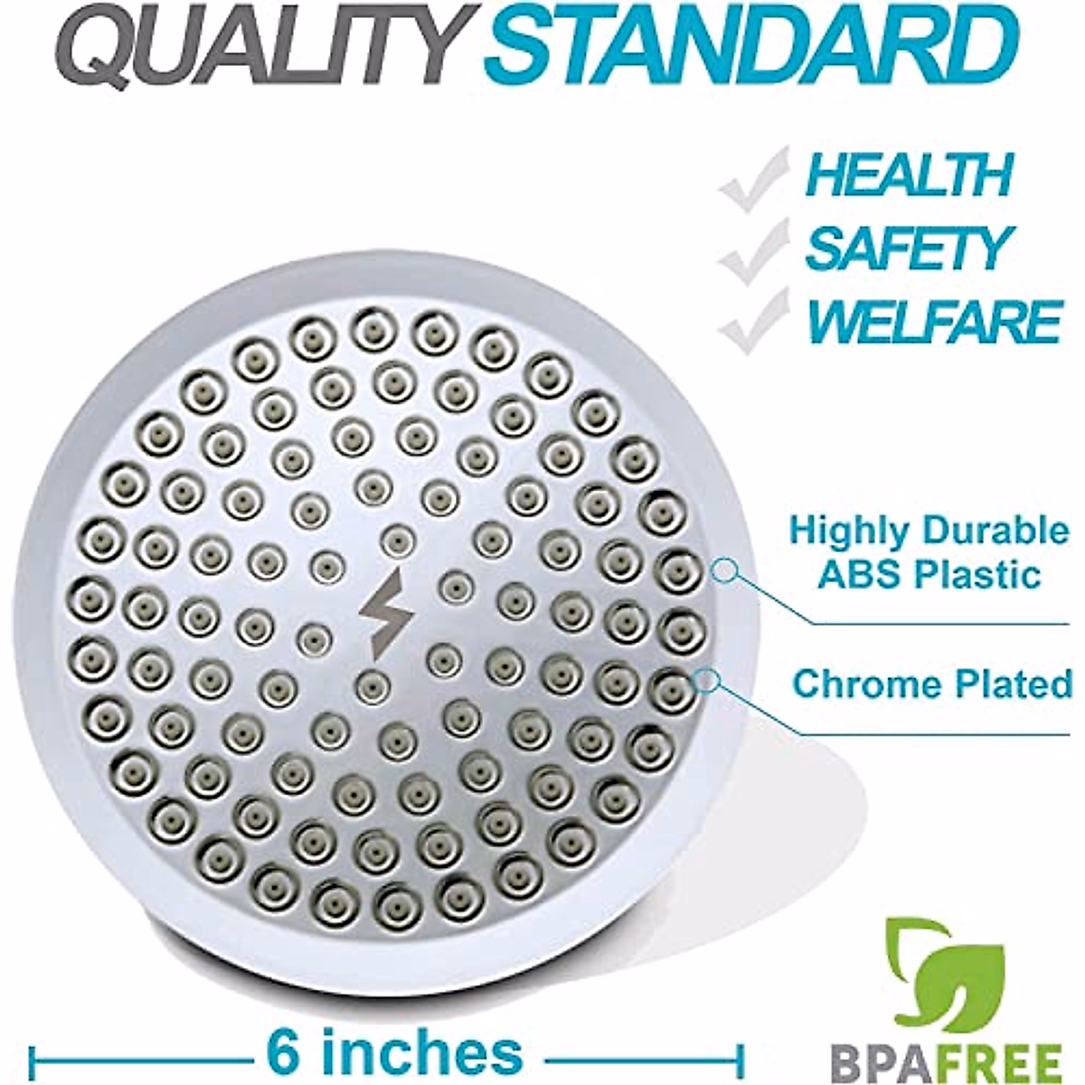 SparkPod Shower Head - High Pressure Rain - Luxury Modern Chrome Look - Tool-less 1-Min Installation - Adjustable Replacement for Your Bathroom Shower Heads (Luxury Polished Chrome, 6 Inch Round)