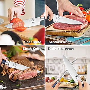 imarku 7 Inch Meat Cleaver & 16-Piece Kitchen Knife Set with Block
