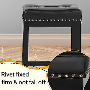 PayLessHere Bar Stools Set of 2 of PU Leather Barstools for Kitchen Counter Solid Wooden Saddle Stool 24”H Height Bar Stool