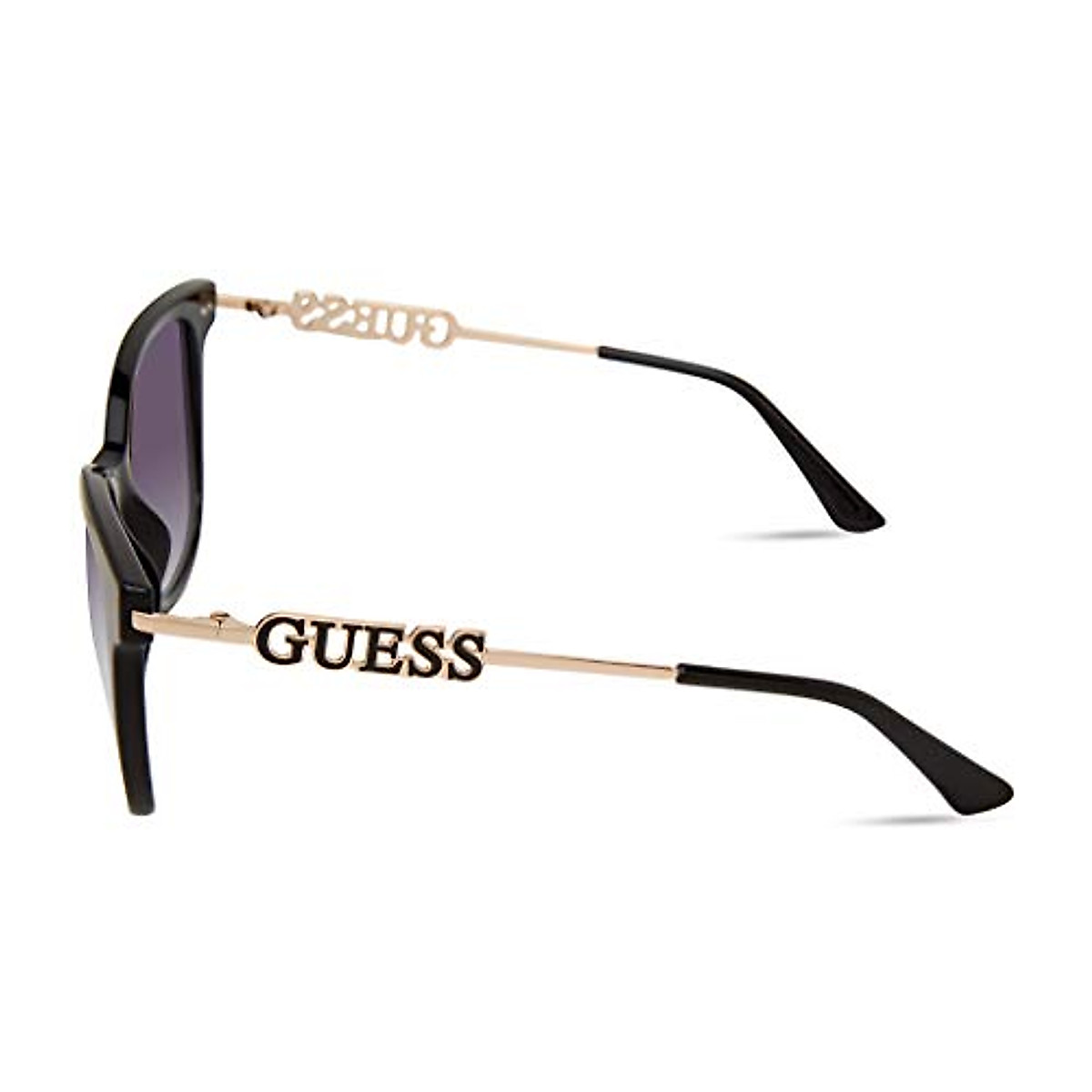 GUESS Women's Metal Logo Square Sunglasses, Shiny Black, 56mm