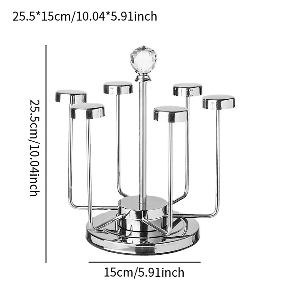 6 Cup Drying Rack Tea Cups Storage Rack Wine Glasses Holder Cup Holder Stainless Steel Drinking Glass Drainer Stand for Bar, Silver