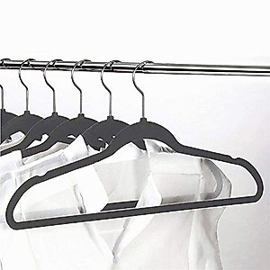 Yaheetech 100 Pack Non Slip Velvet Hangers Heavy Duty Suit Hangers Flocked Coat Suit Hangers Space Saving Clothes Hangers with 360° Swivel Hook, Gray