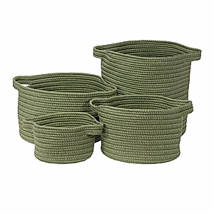 Colonial Mills American Farmhouse Vintage 4-Piece Basket Set, 10"x10"x7"/13"x13"x9"/14"x14"x16"/16"x16"x10", Thyme